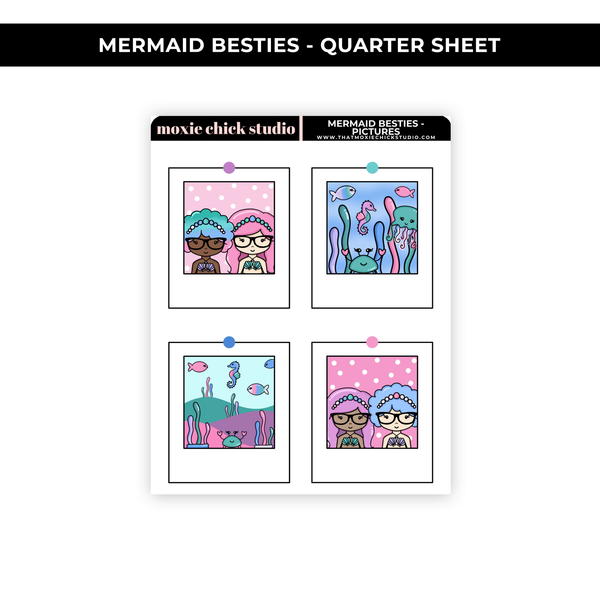 MERMAID BESTIES - POLAROID PICTURES (HAND DRAWN) / QUARTER SHEET ...